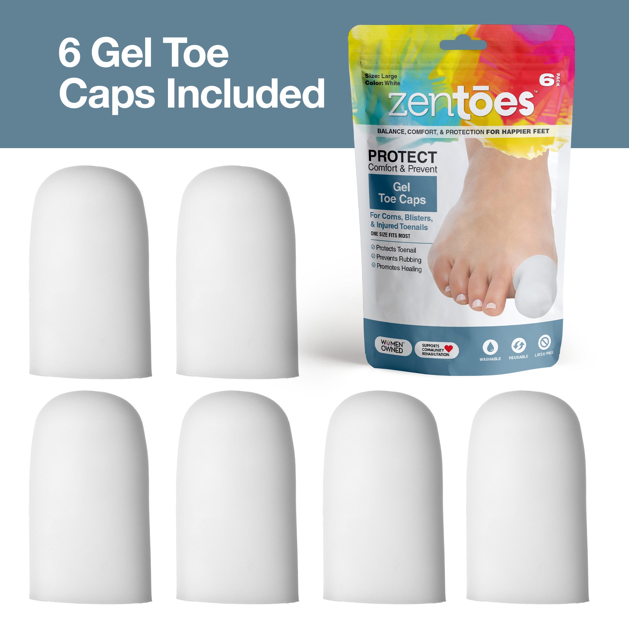 Large Gel Toe Caps Protect Ingrown Nails, Blisters & Help Big Toe Pain ...