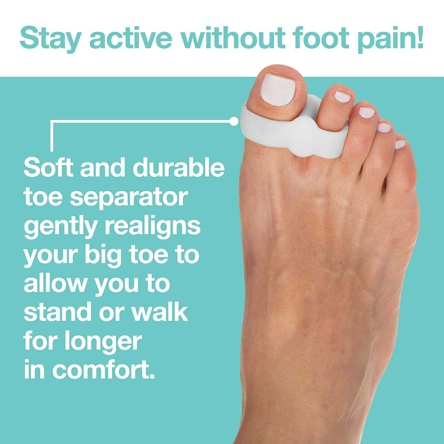 Align Toes & Foot with Double Loop Toe Separators for Bunion Treatment ...